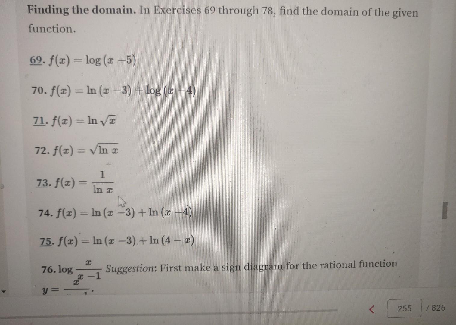 Solved Finding the domain. In Exercises 69 through 78, find | Chegg.com
