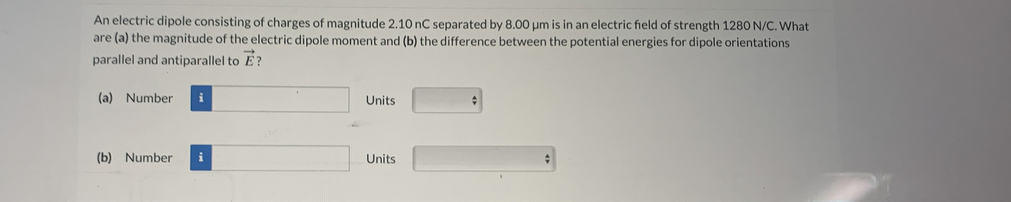Solved An electric dipole consisting of charges of magnitude | Chegg.com
