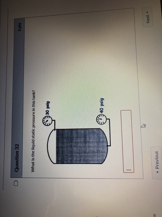 Solved D Question 32 3 pts What is the liquid static | Chegg.com