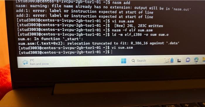 Solved nasm: warning: file name-2gb-tor1-01 ∼ J nasm add | Chegg.com