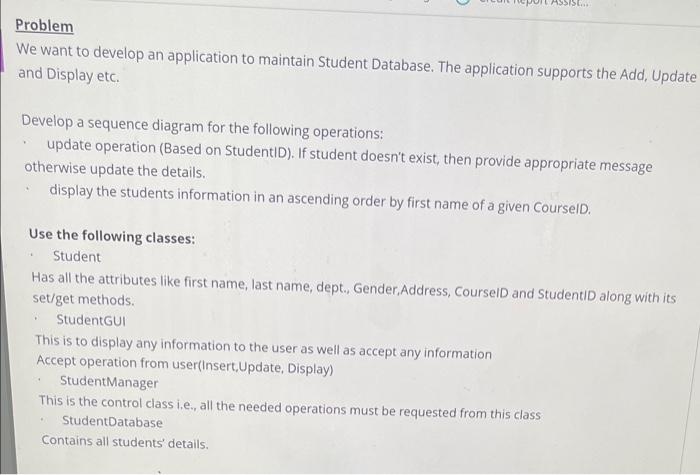 Solved We want to develop an application to maintain Student | Chegg.com