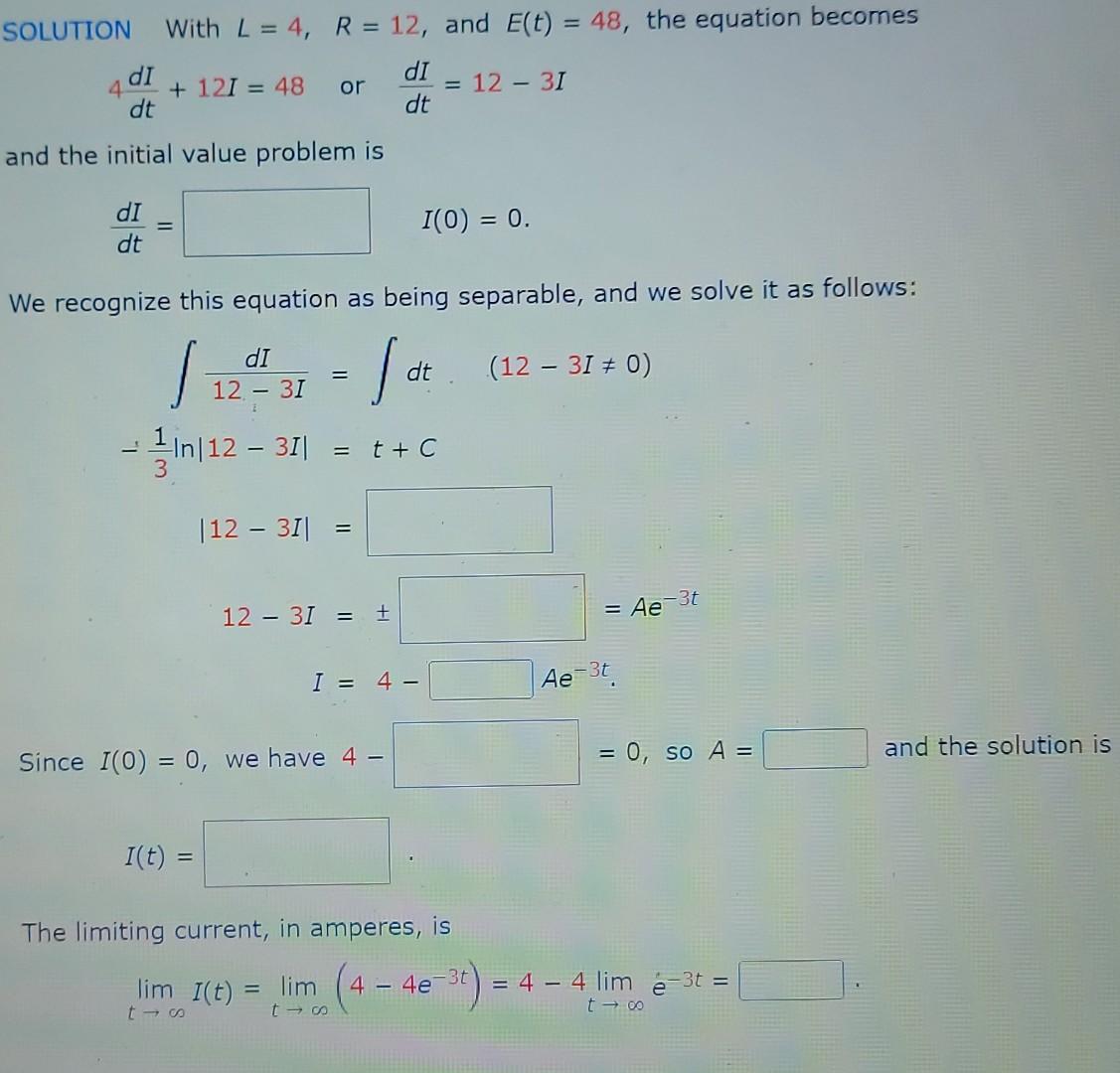 Solved LDI + RI = E(t) dt Find an expression for the current | Chegg.com