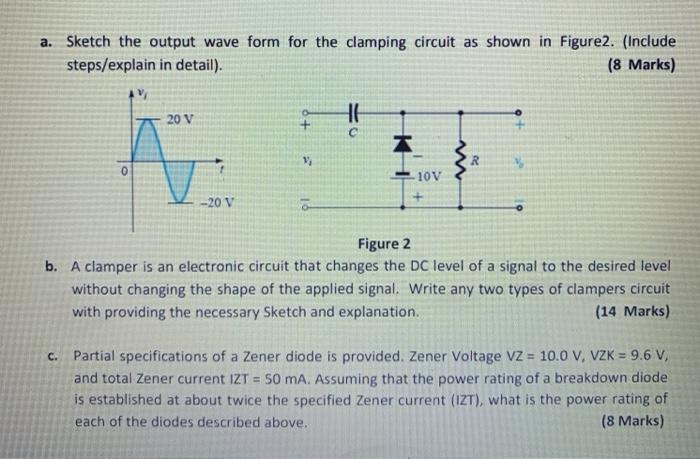 Solved a. Sketch the output wave form for the clamping | Chegg.com