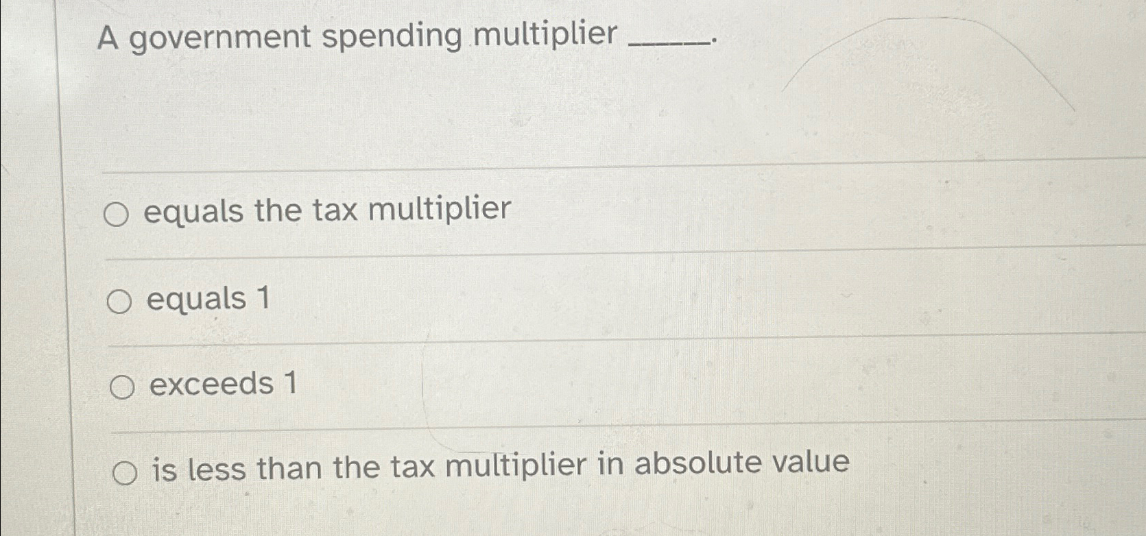Solved A government spending multiplierequals the tax | Chegg.com