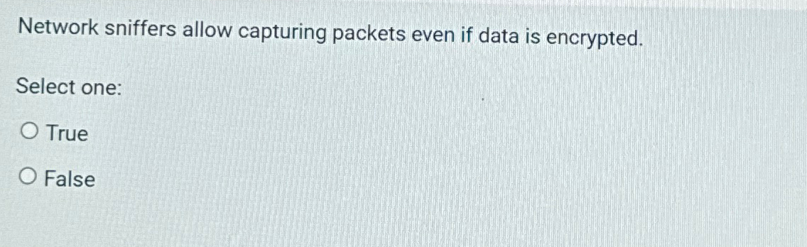 Solved Network sniffers allow capturing packets even if data | Chegg.com