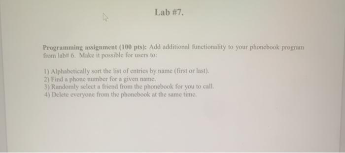 Solved Lab #6 Programming assignment (100 pts): Write a | Chegg.com