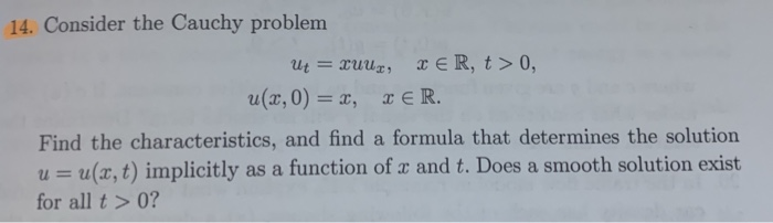 Solved 14. Consider the Cauchy problem Ut = xuuz, XER, t > | Chegg.com