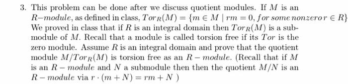 Solved 3. This problem can be done after we discuss quotient | Chegg.com
