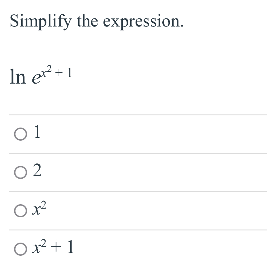 Solved Simplify the expression.lnex2+112x2x2+1 | Chegg.com