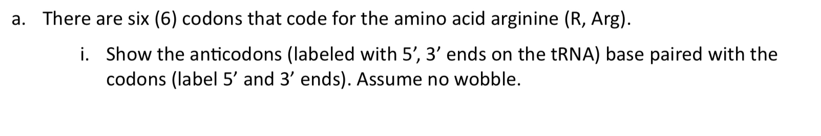 Solved a. ﻿There are six (6) ﻿codons that code for the amino | Chegg.com