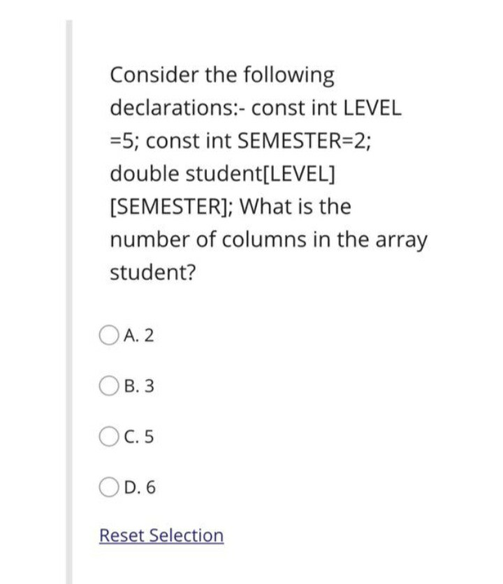 Solved Consider the following declarations:- const int LEVEL | Chegg.com