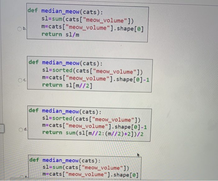 Solved Given the cats data frame import pandas as pd tobey) | Chegg.com