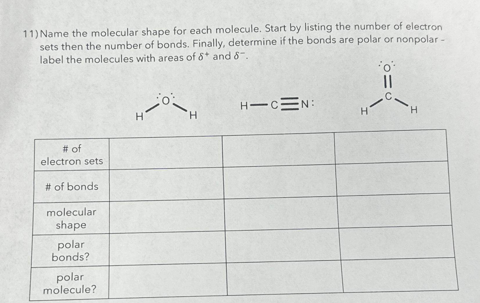 Solved Name the molecular shape for each molecule. Start by | Chegg.com