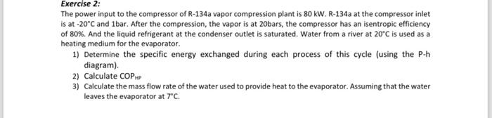 Solved The power input to the compressor of R-134a vapor | Chegg.com
