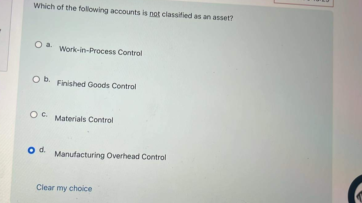 Solved Which of the following accounts is not classified as | Chegg.com