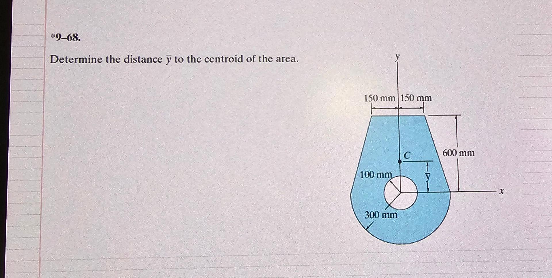 Solved Determine the distance yˉ to the centroid of the | Chegg.com