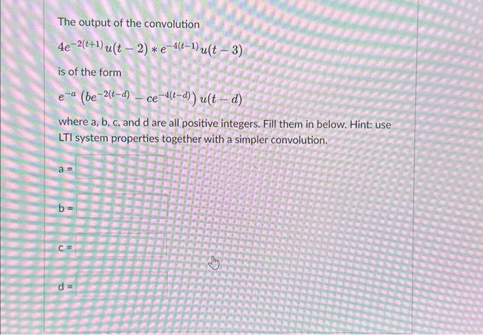 Solved The output of the convolution | Chegg.com