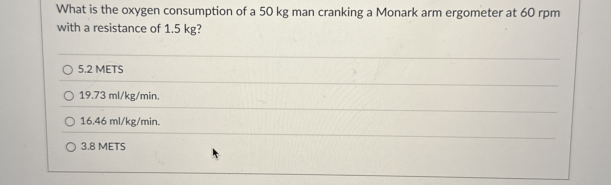 Solved What is the oxygen consumption of a 50 ﻿kg man | Chegg.com