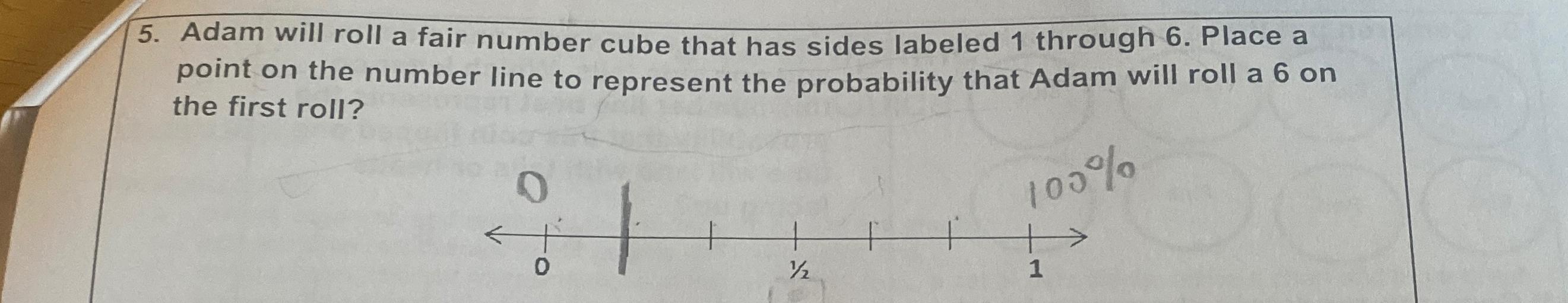 Solved Adam will roll a fair number cube that has sides | Chegg.com