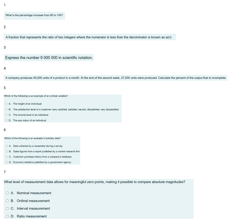 Solved What level of measurement data allows for meaningful | Chegg.com