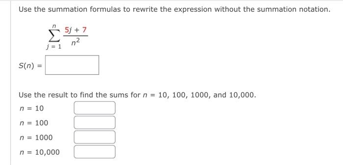 Solved Use the summation formulas to rewrite the expression | Chegg.com