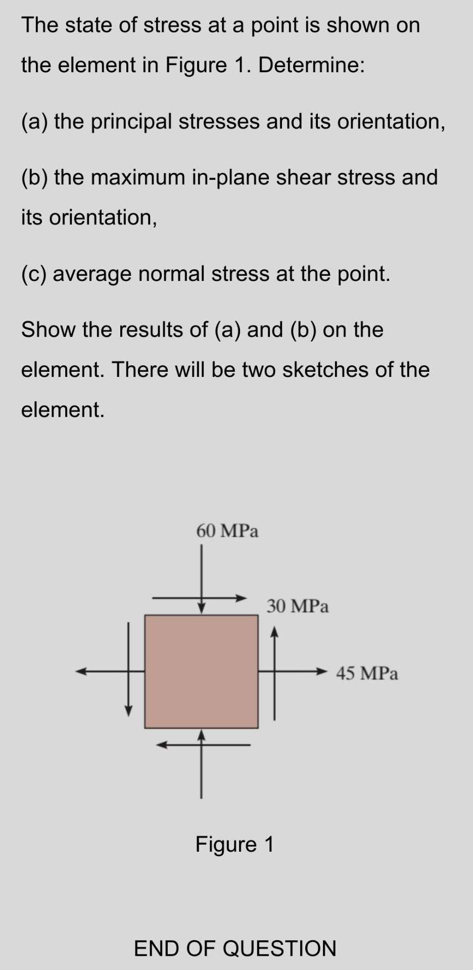 Solved The state of stress at a point is shown on the | Chegg.com
