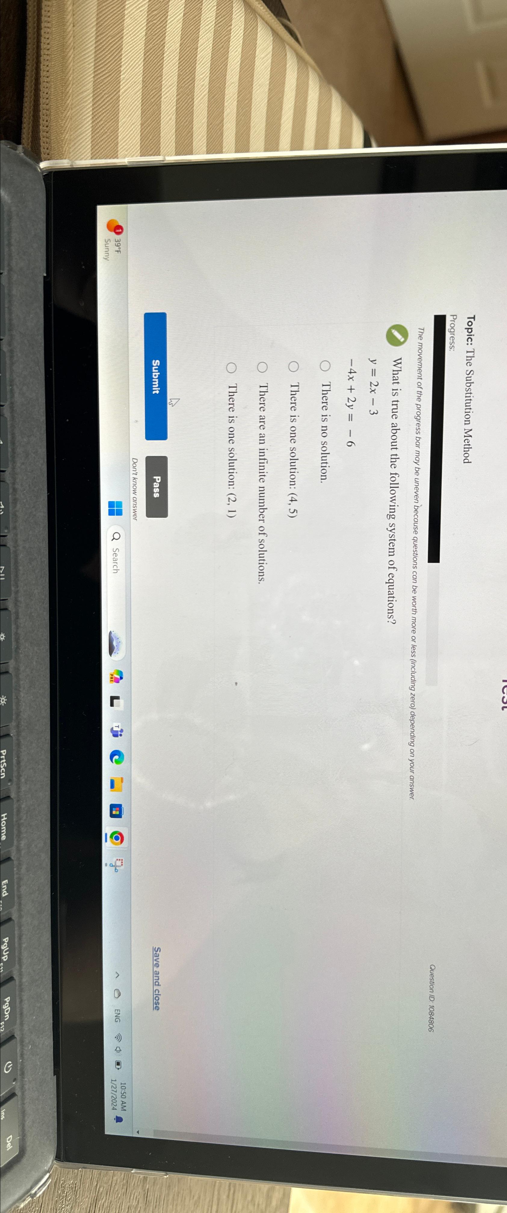 Solved Topic: The Substitution MethodProgress:The movement | Chegg.com