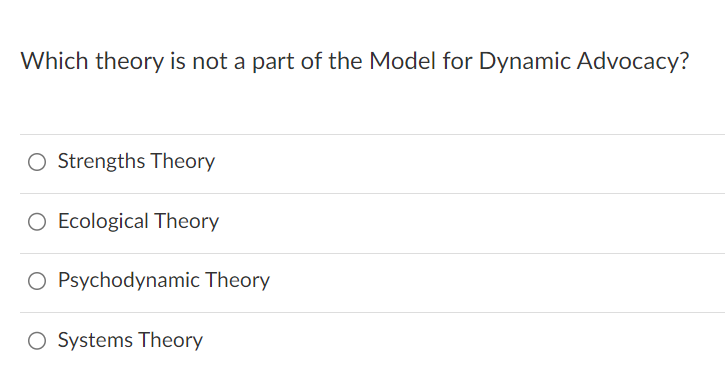 Solved Which theory is not a part of the Model for Dynamic | Chegg.com