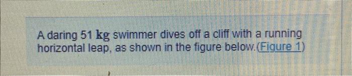 Solved A daring 51 kg swimmer dives off a cliff with a | Chegg.com