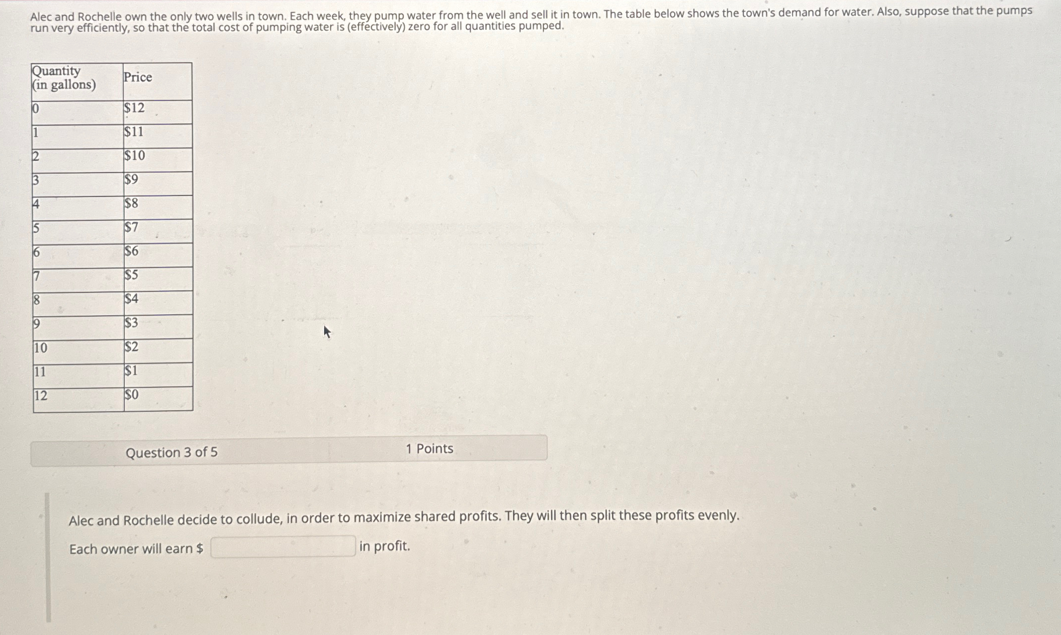 Solved Alec and Rochelle own the only two wells in town. | Chegg.com