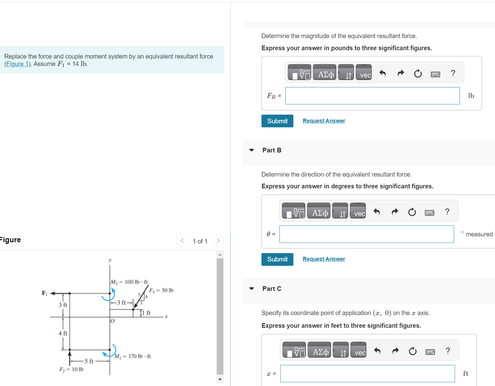 Solved Replace the force and couple moment system by an | Chegg.com