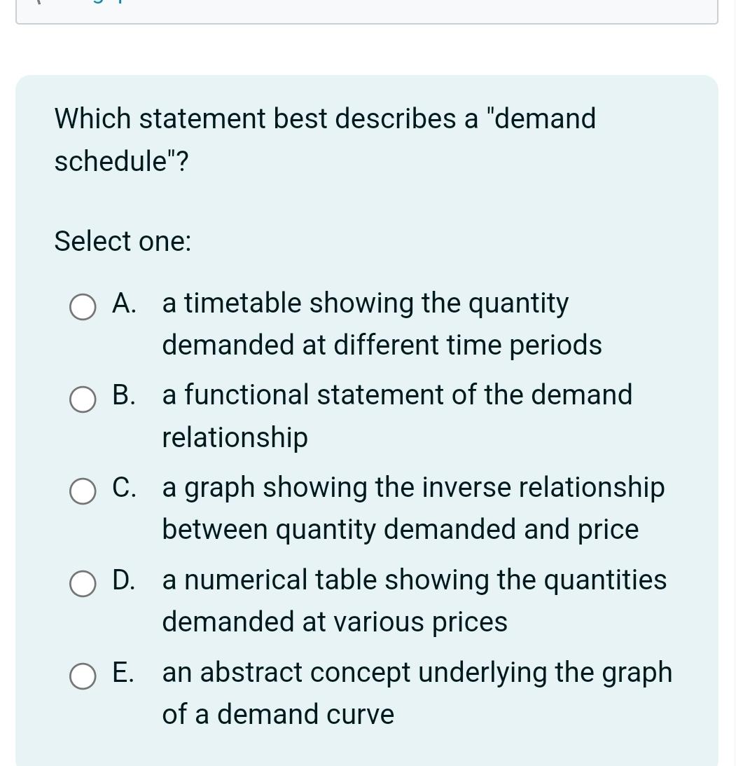 Solved Which statement best describes a "demand | Chegg.com