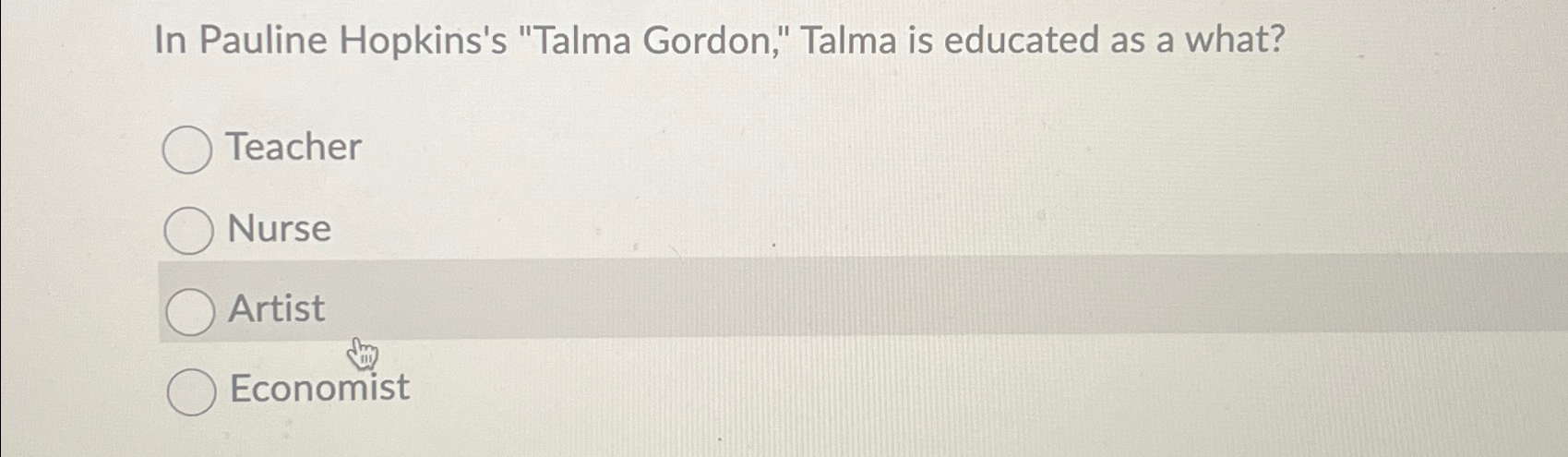 Solved In Pauline Hopkins's "Talma Gordon," Talma is | Chegg.com
