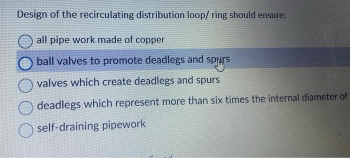 Solved Design of the recirculating distribution loop/ring | Chegg.com