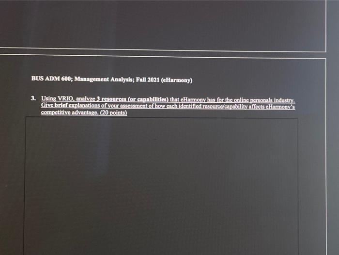 Solved BUS ADM 600; Management Analysis; Fall 2021 | Chegg.com