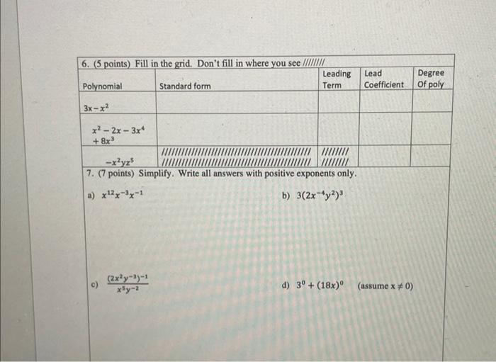 Solved 7. (7 points) Simplify. Write all answers with | Chegg.com