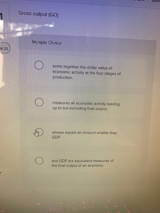 Solved Gross output (GO) Multiple Choice в4:32 o sums | Chegg.com