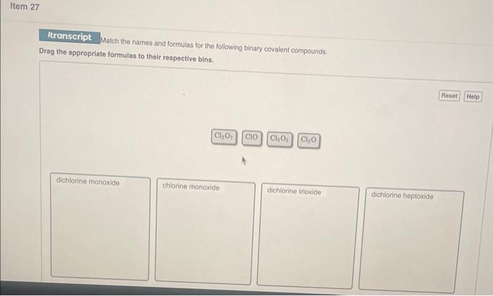Solved Uatch the names and formulas for the following binary | Chegg.com