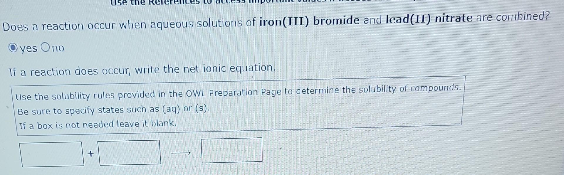 Solved Use the solubility rules provided in the OWL | Chegg.com
