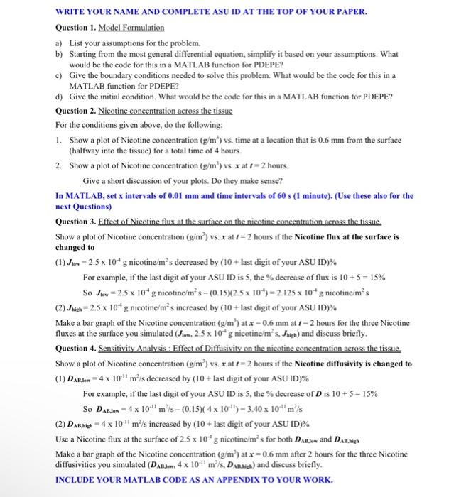 Solved Question 1. Model Formulation a) List your | Chegg.com