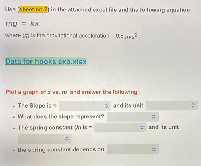 Solved A student performs Hooks law experiment to determine | Chegg.com