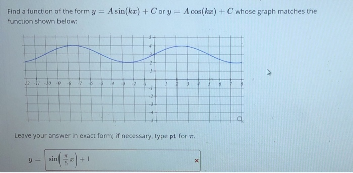 Solved A sin(kx) + Cory = A cos(kx) + C whose graph matches | Chegg.com
