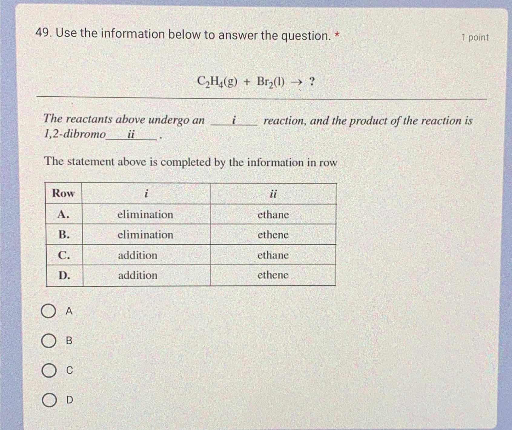 Solved Use the information below to answer the question. *1 | Chegg.com