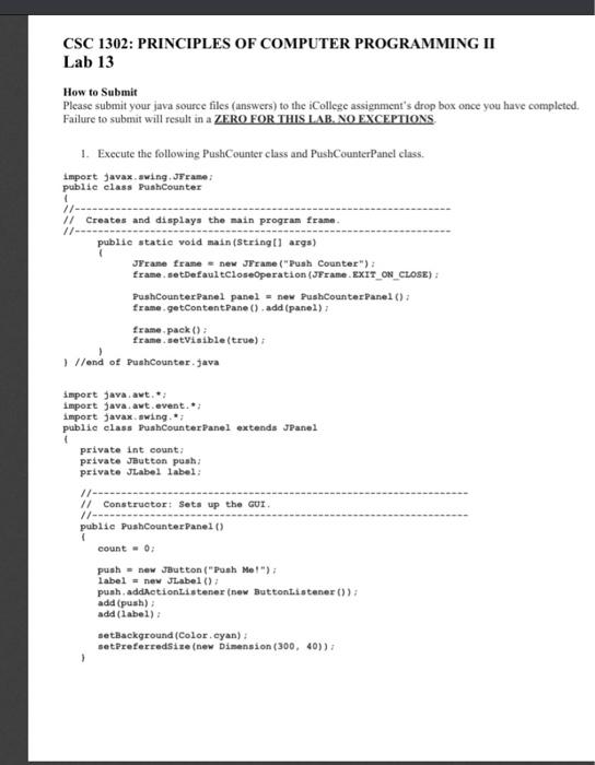 Solved Csc 1302 Principles Of Computer Programming Ii Lab 