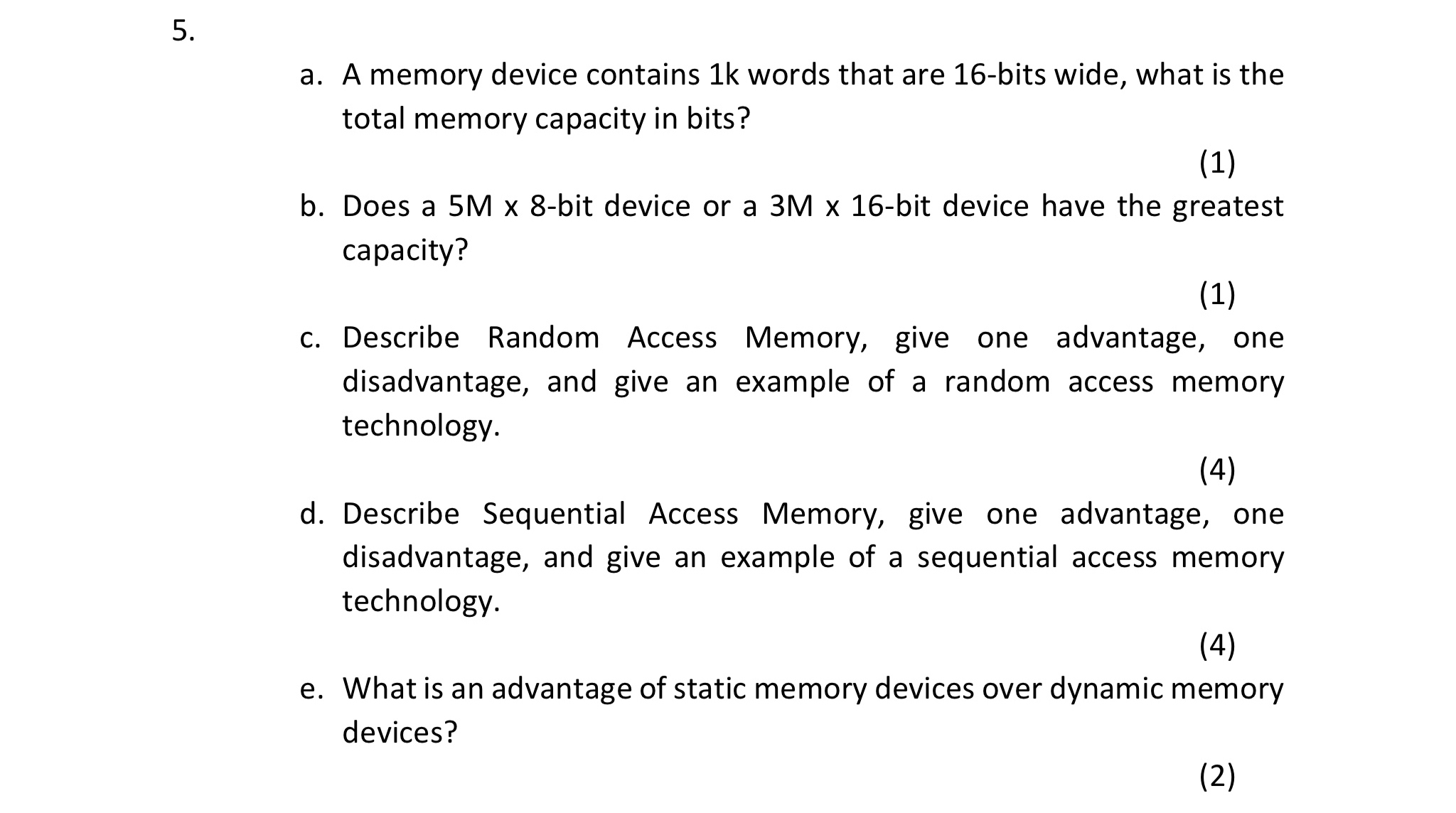 Solved a. ﻿A memory device contains 1k ﻿words that are | Chegg.com