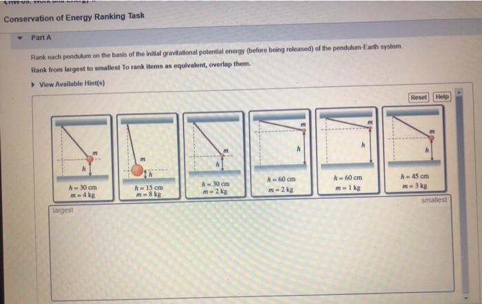 Solved V. Conservation of Energy Ranking Task Part A Rank | Chegg.com