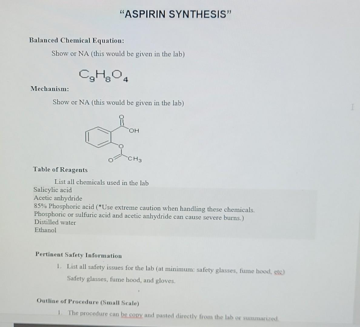 Solved Balanced Chemical Equation: Show or NA (this would be | Chegg.com