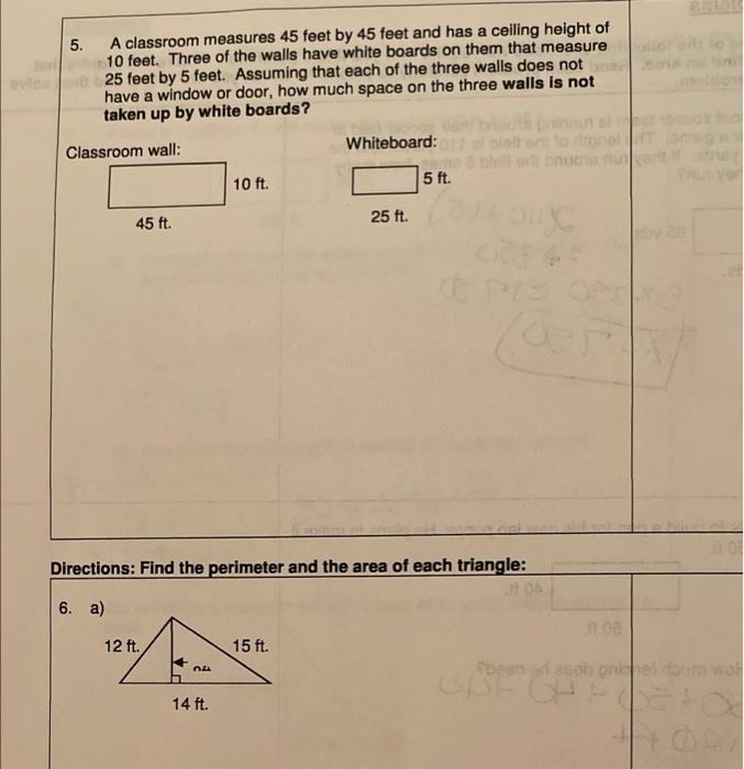 Solved BU 5. 5 A classroom measures 45 feet by 45 feet and | Chegg.com