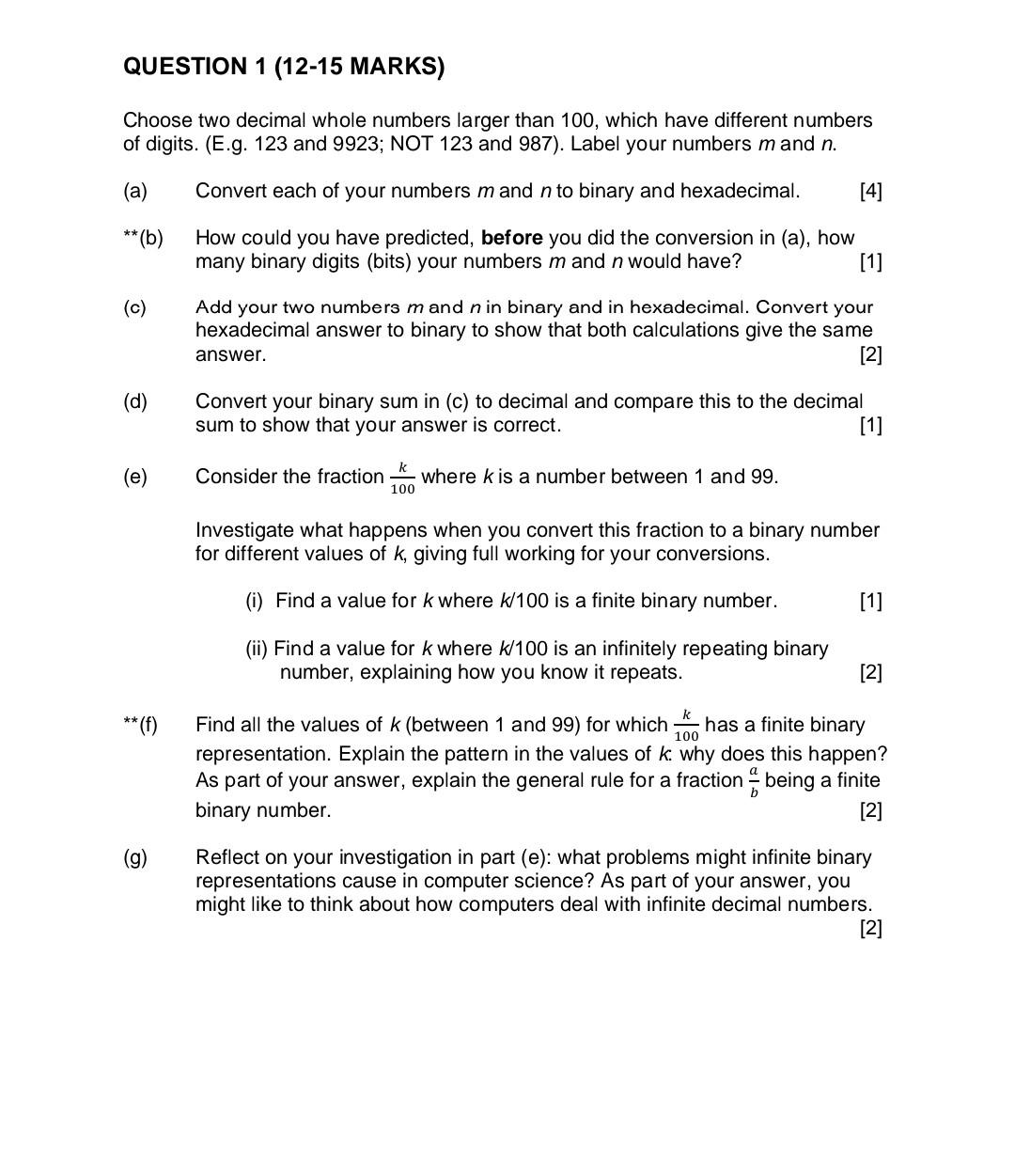 Solved Choose two decimal whole numbers larger than 100 , | Chegg.com