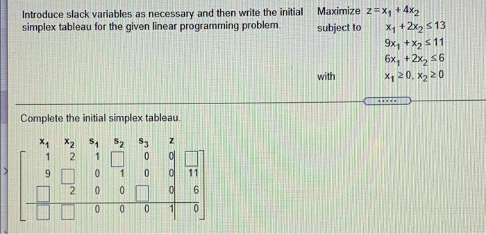 Solved Introduce slack variables as necessary and then write | Chegg.com
